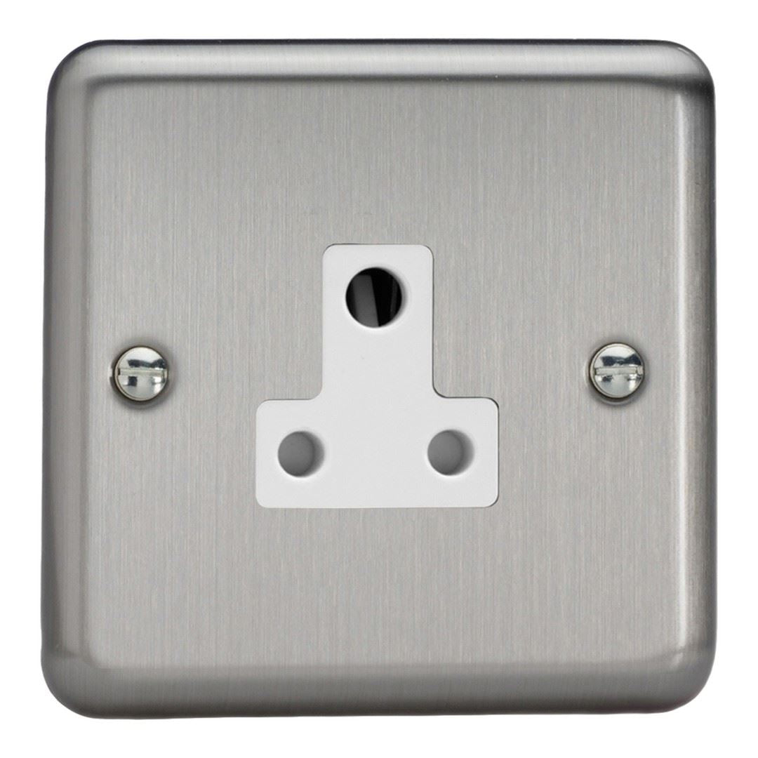 Varilight 1 Gang 5 Amp Round Pin Socket Matt Chrome Finish White Inser ...