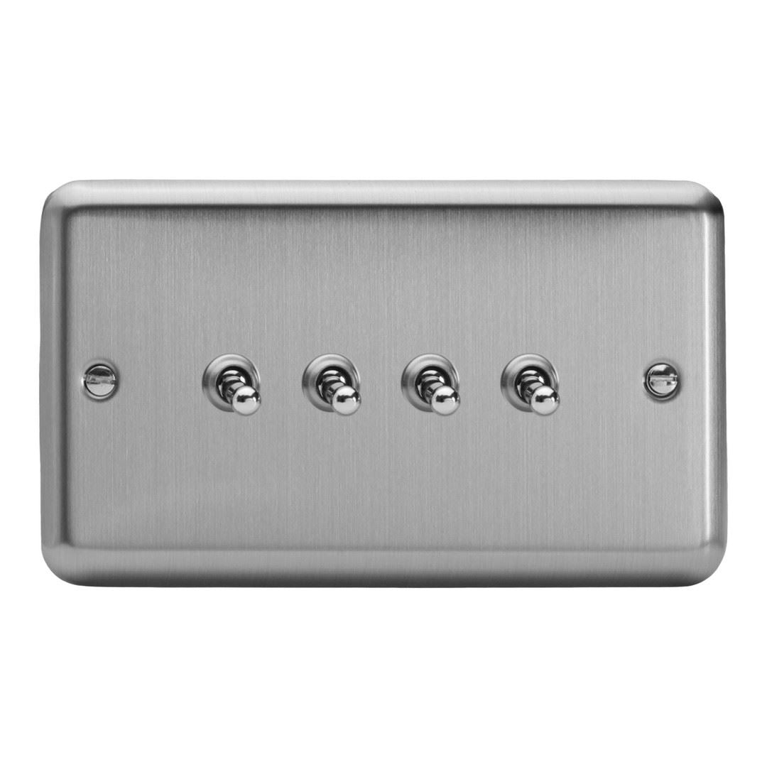 Varilight 4 Gang 10A 1 or 2 Way Dolly Toggle Light Switch Brushed Matt ...